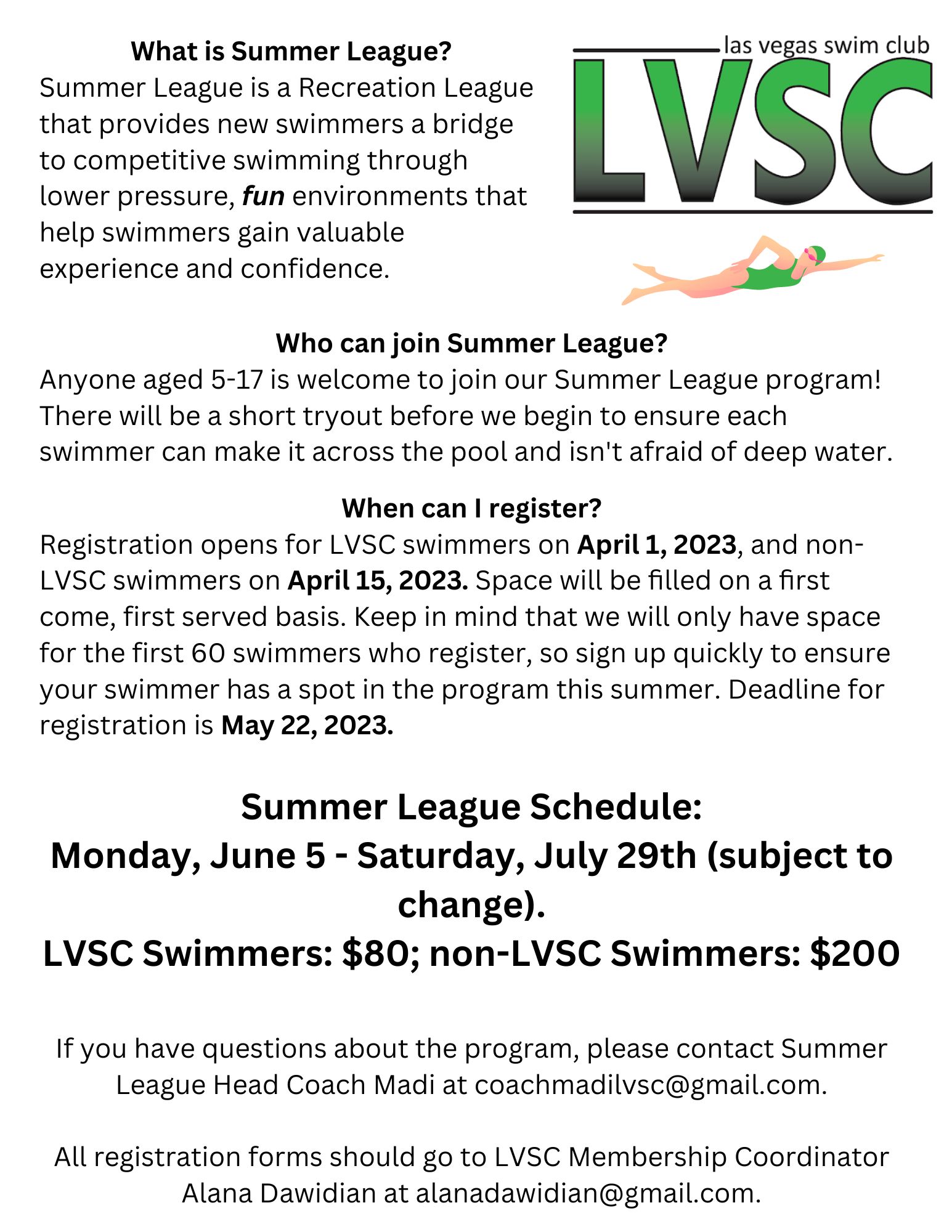 Las Vegas Swim Club - SUMMER LEAGUE